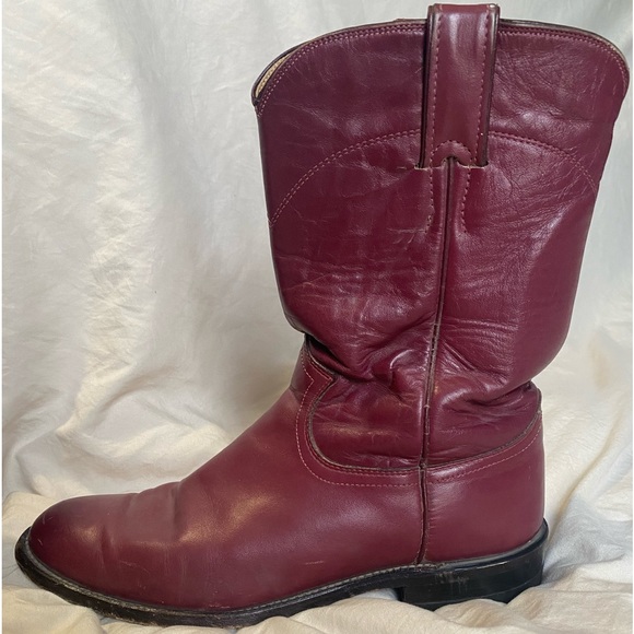 Shoes | Justin Roper Cowgirl Cowboy Boots Size 75 In Burgundy | Poshmark